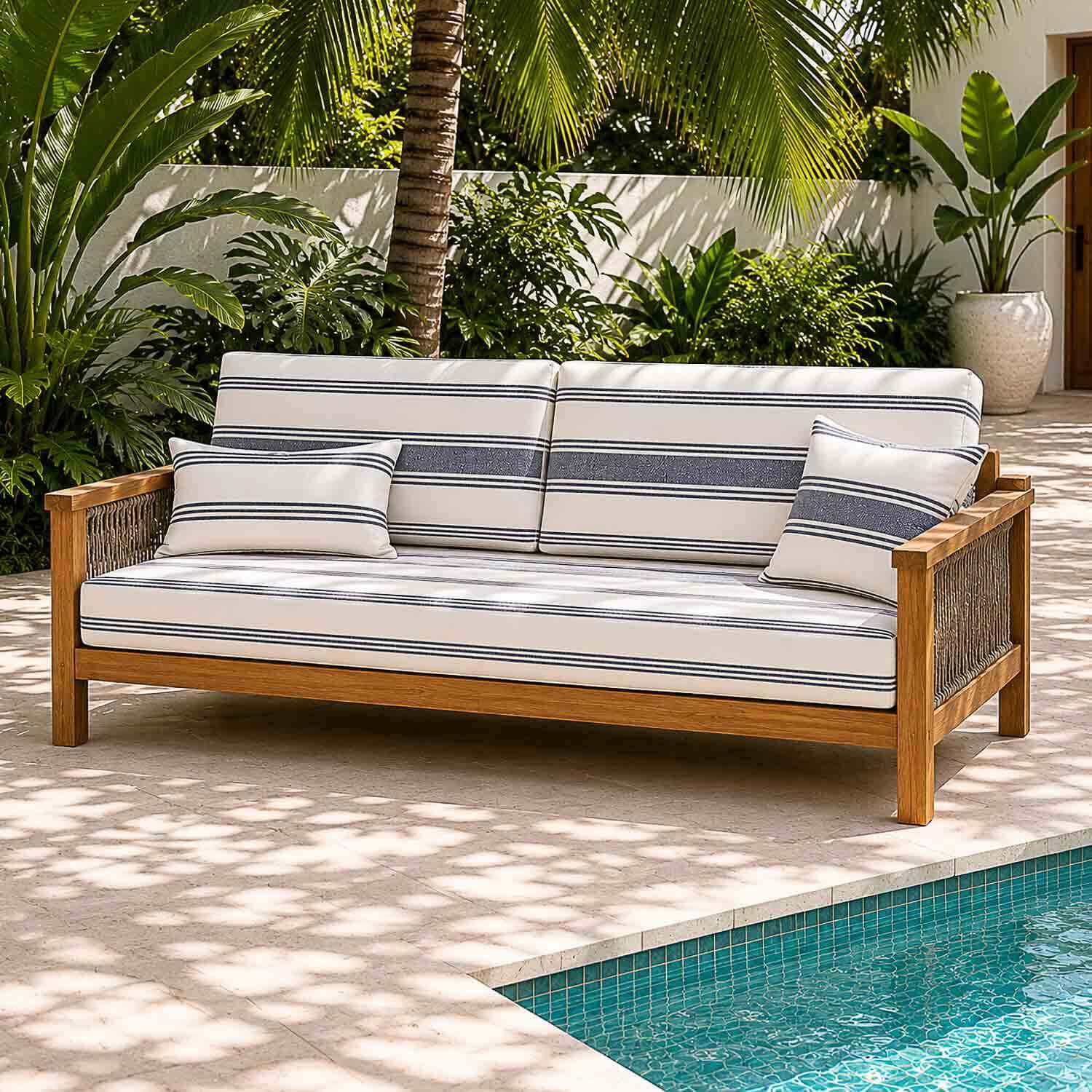 Loneta Rayas Azul Exterior Teflonada 280 cm | Outdoor – Ribes & Casals